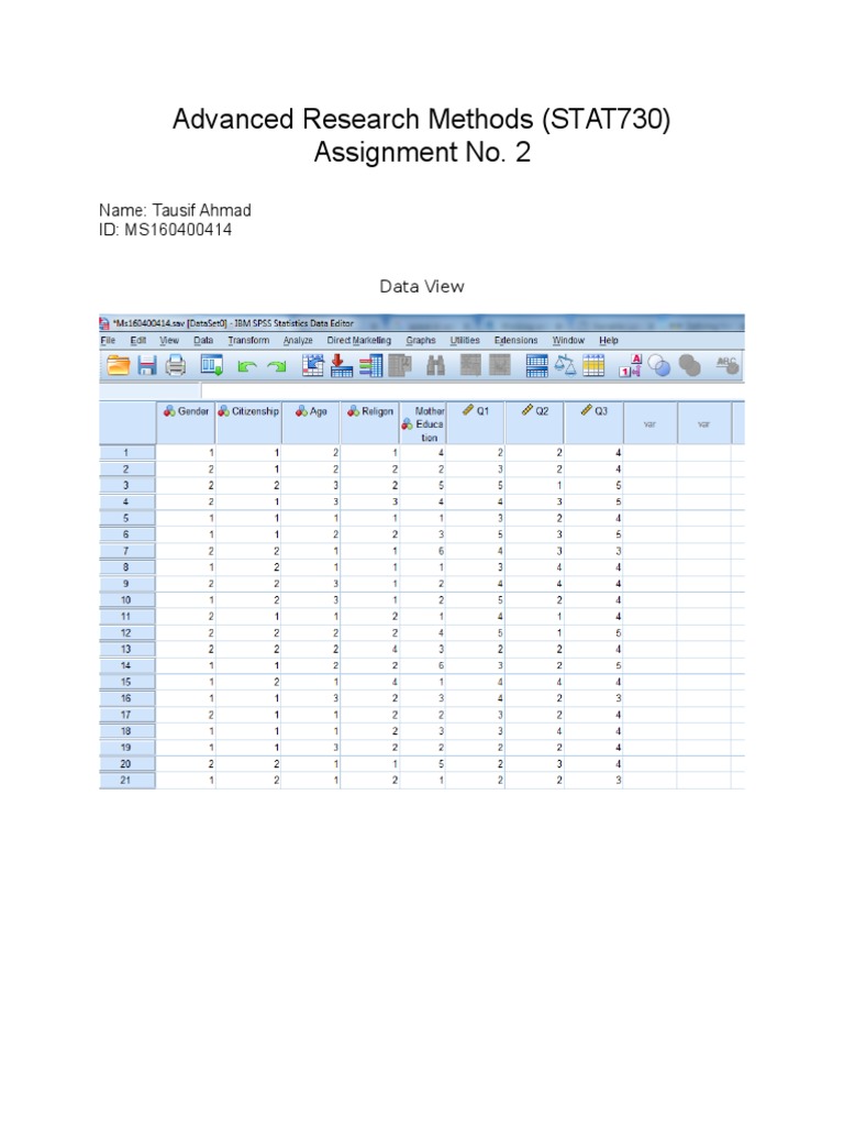 Advanced Research Methods Assignment 2 | PDF | Technology & Engineering
