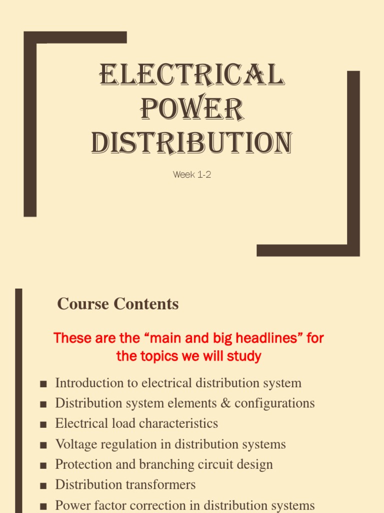 Electrical Power Distribution: Week 1-2 | PDF | Electric Power ...