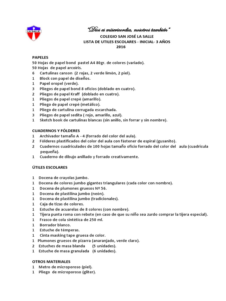 II3 Inicial Utiles Escolares | PDF