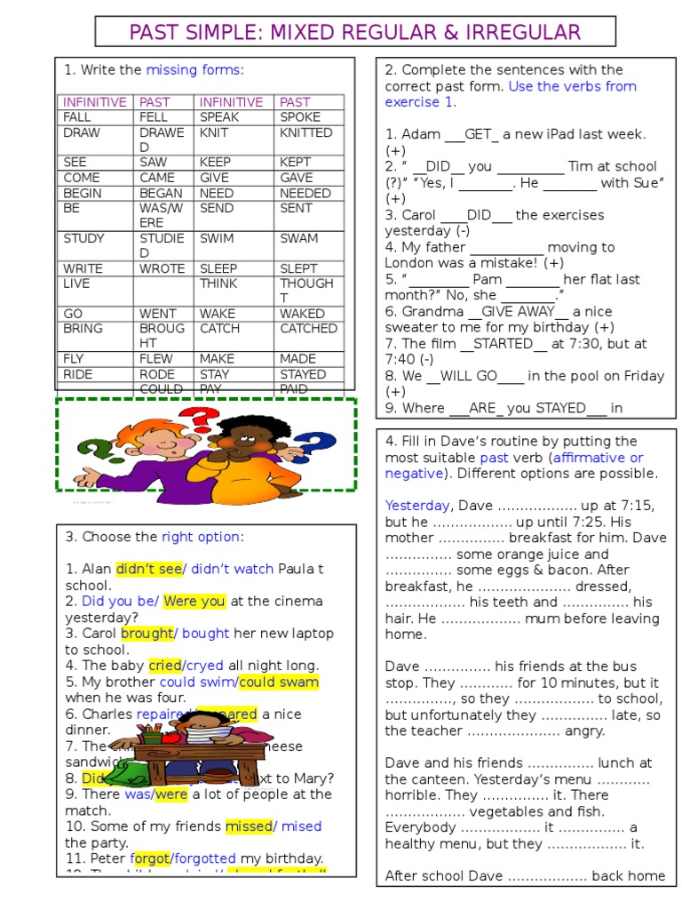 PAST SIMPLE MIXED REGULAR AND IRREGULAR VERBS | PDF