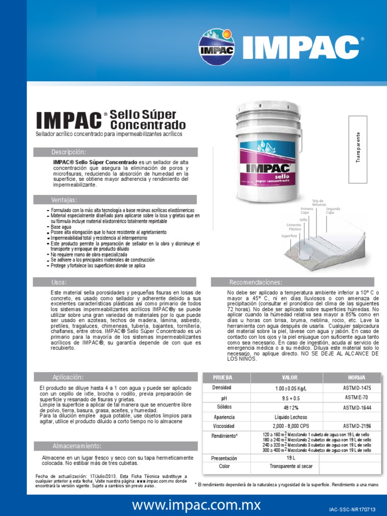 Impac Sell o Super Concent Rado | PDF | Agua | Materiales