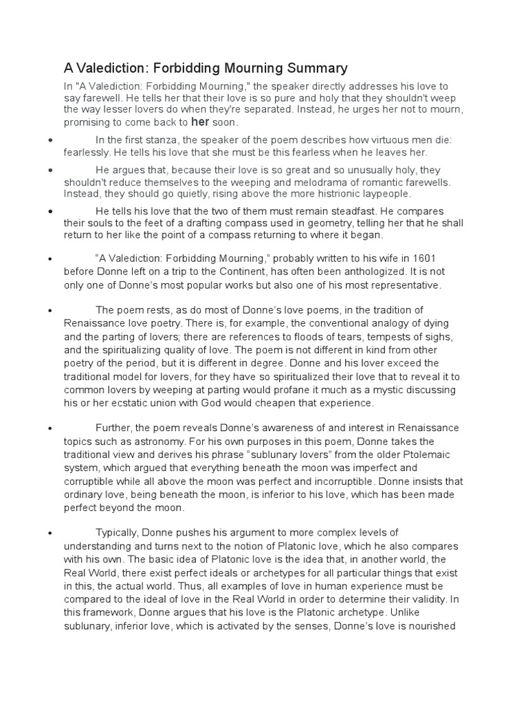 A Valediction: Forbidding Mourning Summary | PDF | Science ...