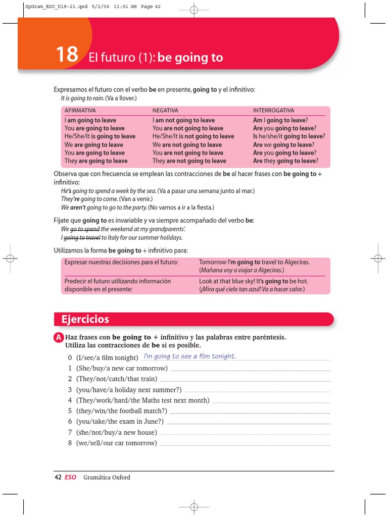Ejercicios de "be going to" para ESO | PDF | Leisure | Entertainment ...