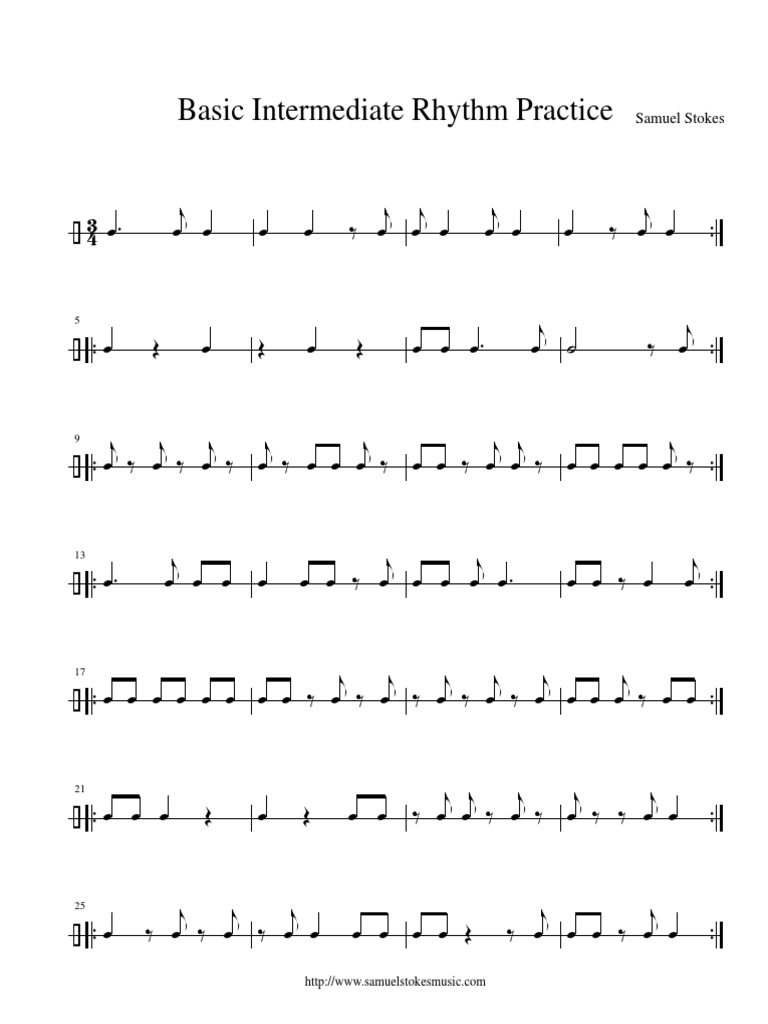 3-4 Basic Intermediate Rhythm Practice | PDF