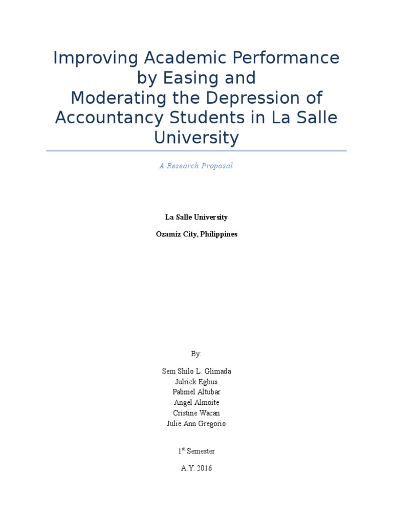 Addressing Depression and Improving Academic Performance of Accountancy ...