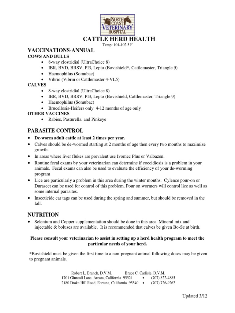 Cattle Herd Health Management Guide | PDF | Wellness | Science ...