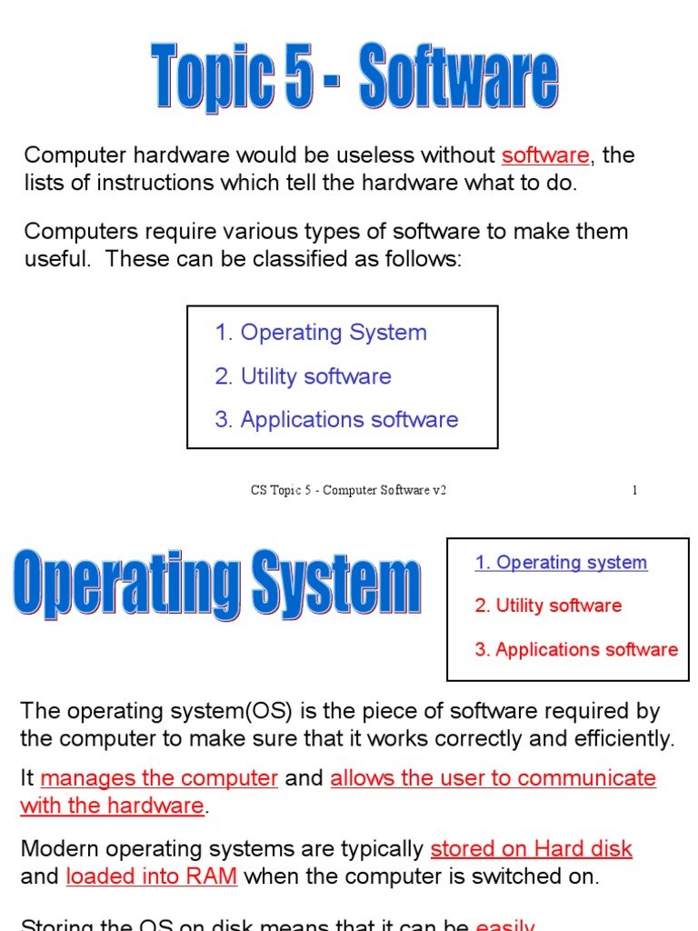 Software: 1. Operating System 2. Utility Software | Download Free PDF ...