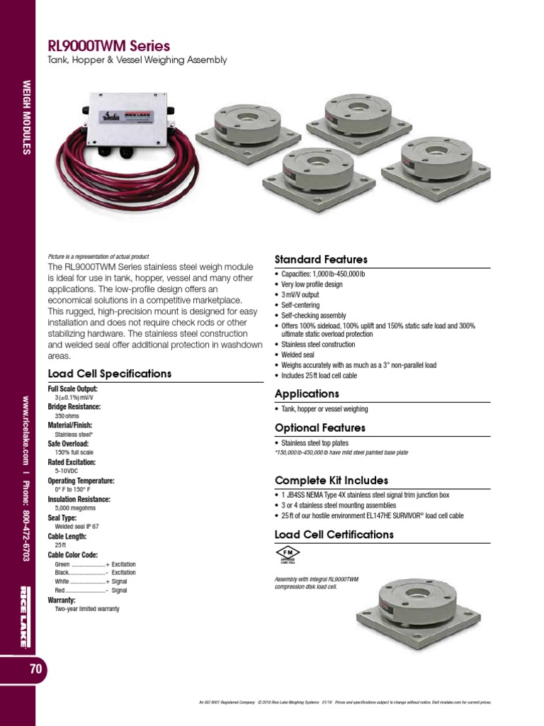 RL9000TWM Series: Standard Features | PDF | Stainless Steel | Equipment