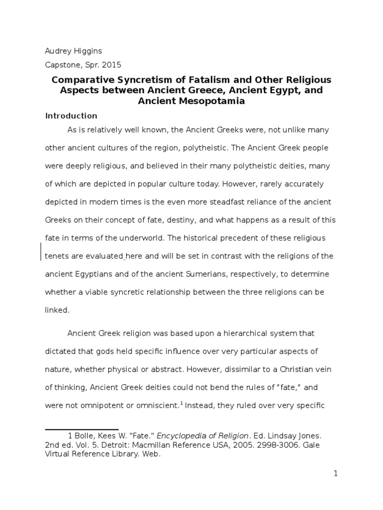Comparative Syncretism of Fatalism and Other Religious Aspects Between ...