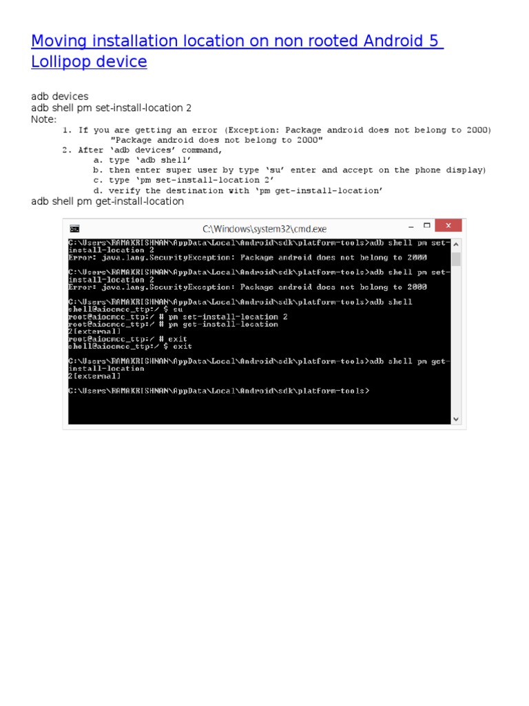 Change Installation Location | PDF