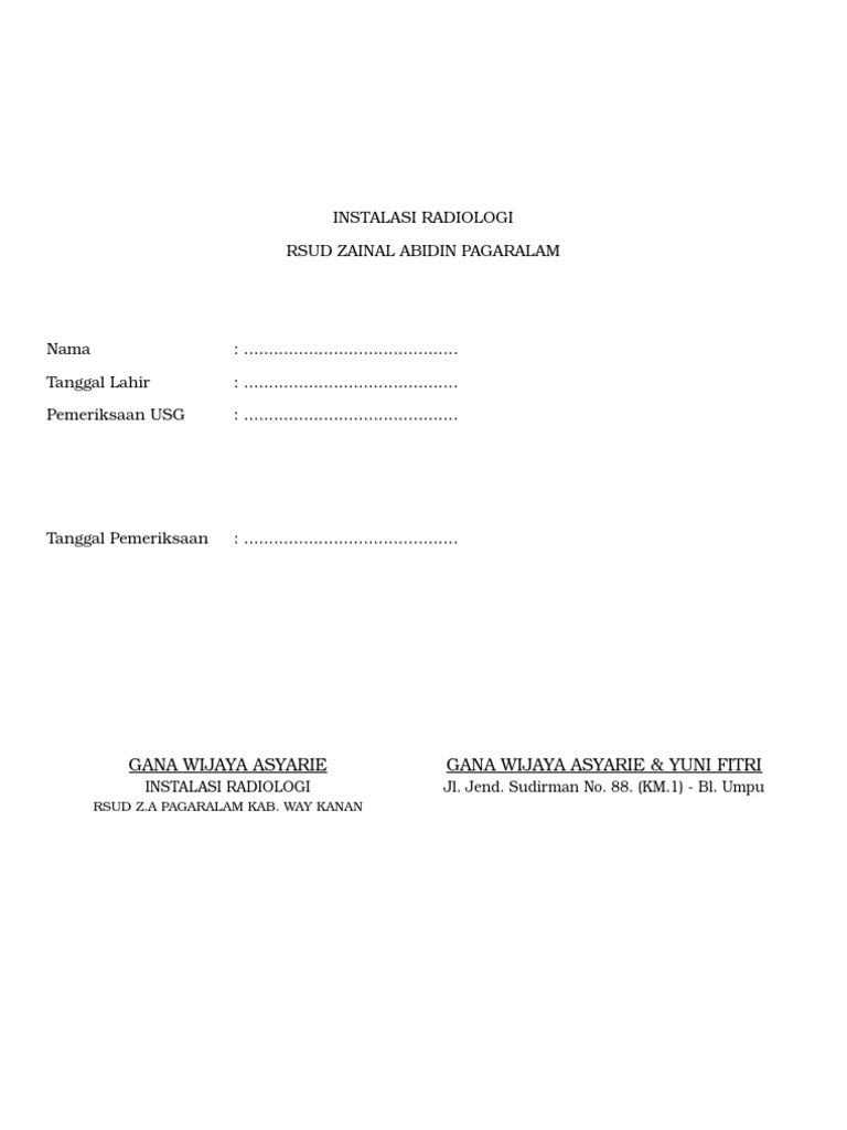 Amplop Usg Radiologi | PDF