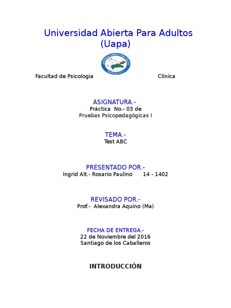 Test ABC | PDF | Aprendizaje | Ciencias del comportamiento
