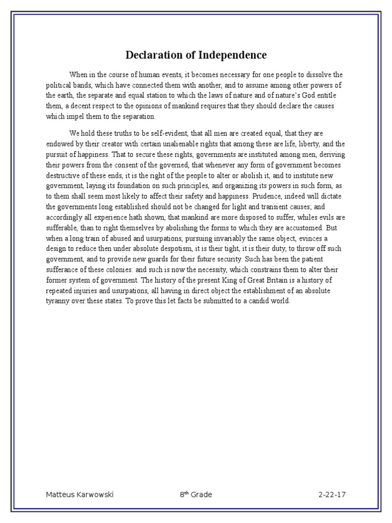 Declaration of Independence | PDF