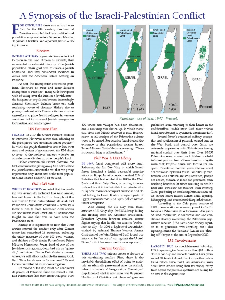 A Synopsis of The Israeli-Palestinian Conflict | PDF | Palestinian ...