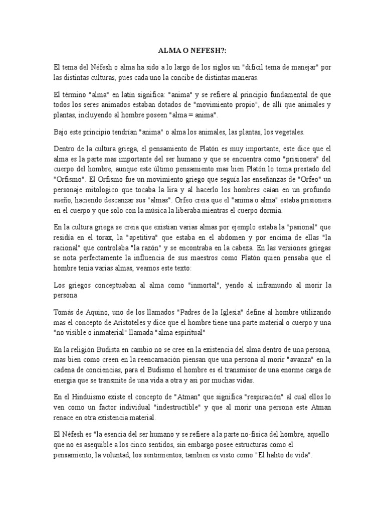 Néfesh y Alma: Perspectivas Culturales | PDF | Alma | Metafísica