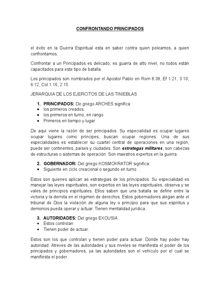 Confrontando A Los Principados | PDF | Espíritu | Cristo (título)