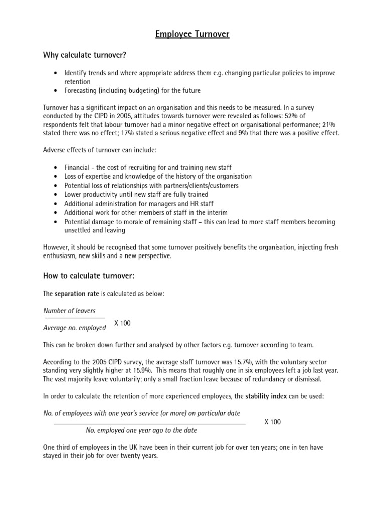 Employee Turnover PDF | PDF | Turnover (Employment) | Employee Retention