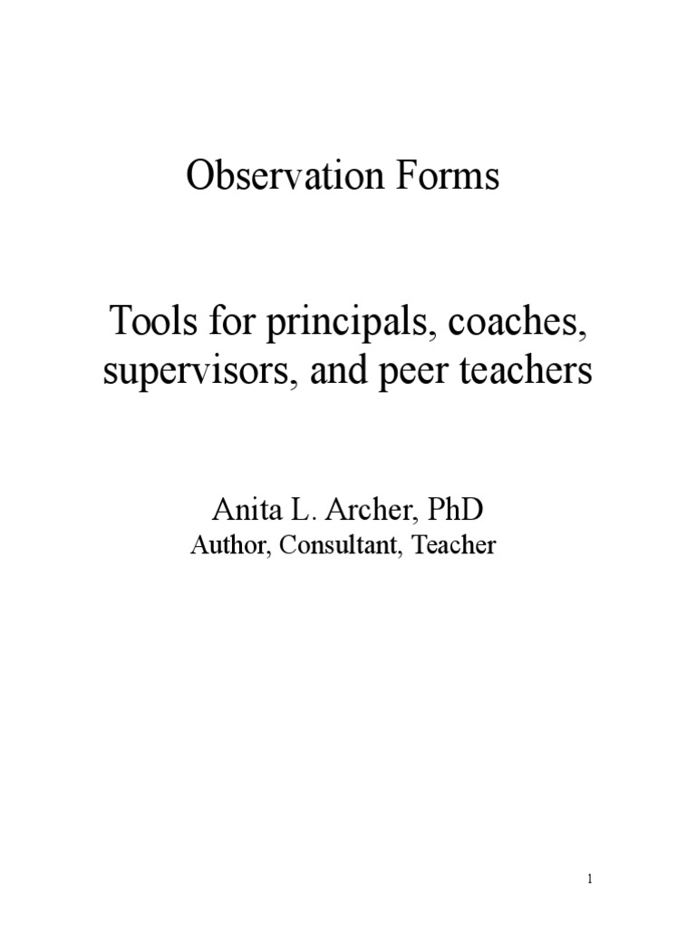 Observation Forms Peer Coaches | PDF | Classroom | Classroom Management