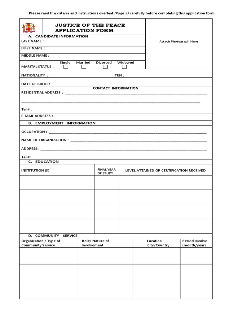New JP Application Form 0 | PDF | Birth Certificate | Justice Of The Peace