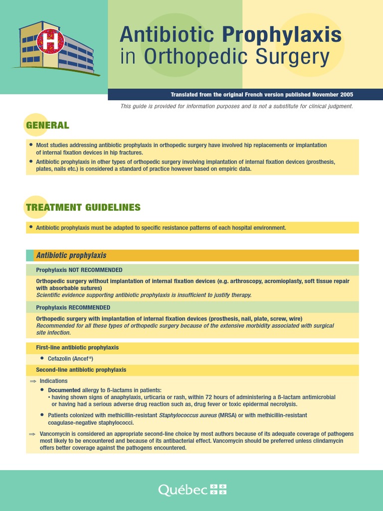 Antibiotic Prophylaxis in Orthopedic Surgery: General | PDF