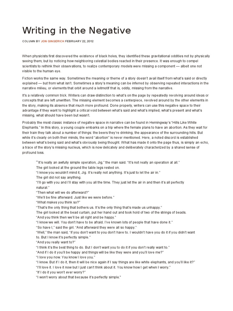 Write in The Negative | PDF | Narrative