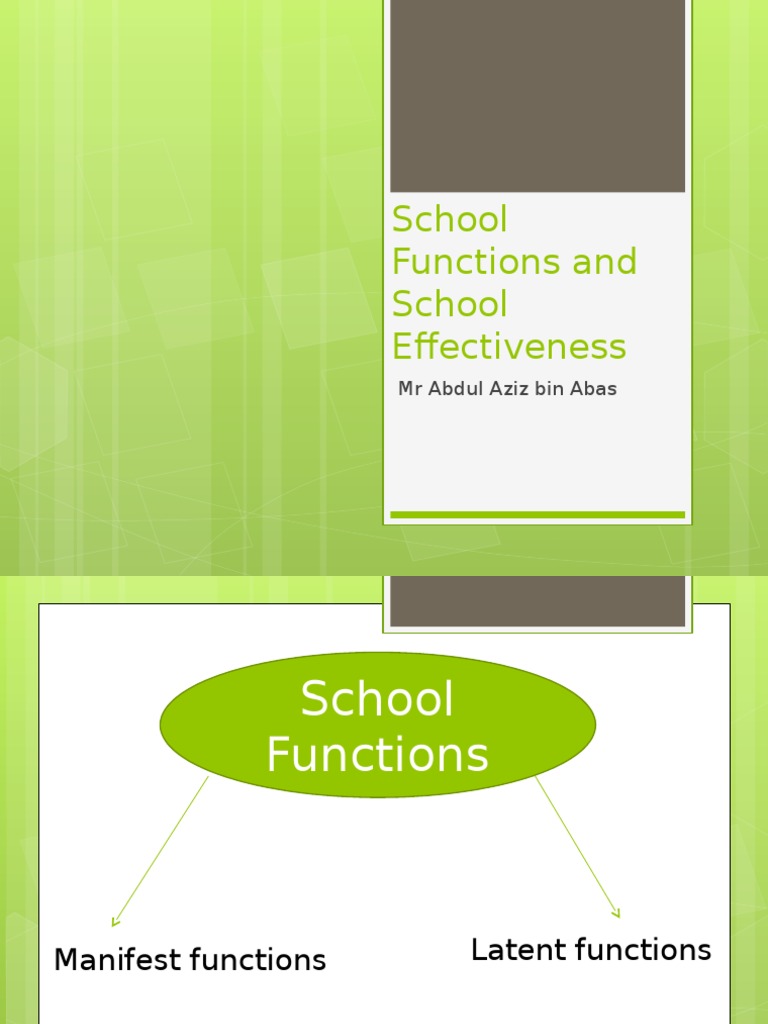 School Functions and Effectiveness Analysis | PDF | Socialization ...