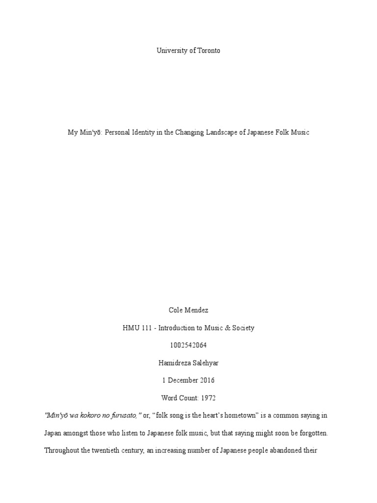 My Min'yō: Personal Identity in The Changing Landscape of Japanese Folk ...