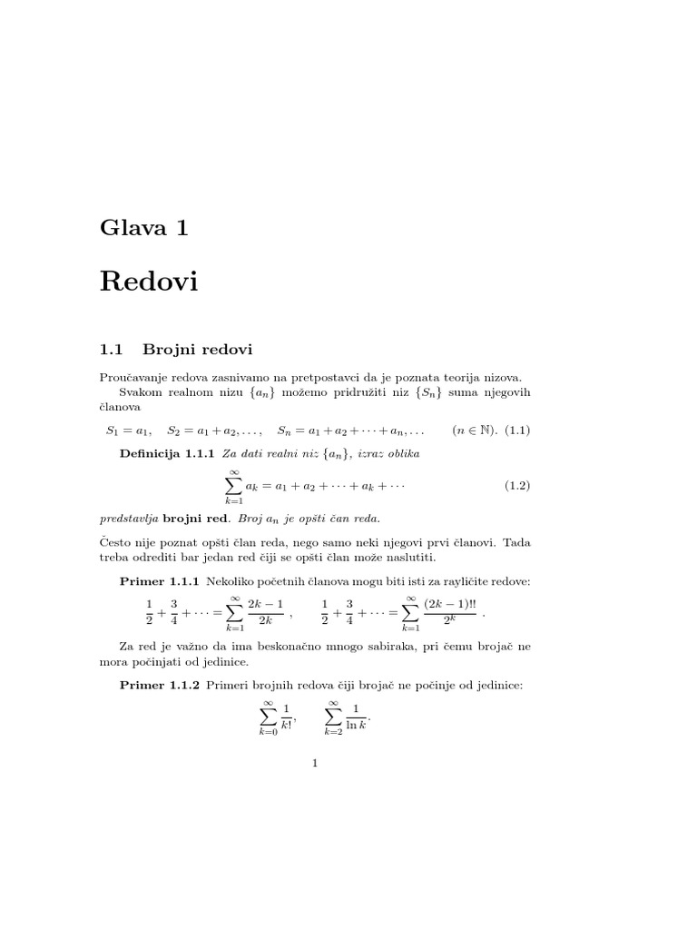 Matematika 3 Redovi Teorija | PDF