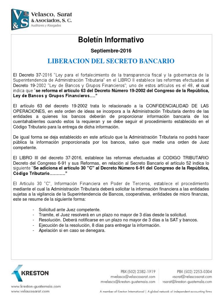 Secreto Bancario Guatemala | PDF | Bancos | Contabilidad