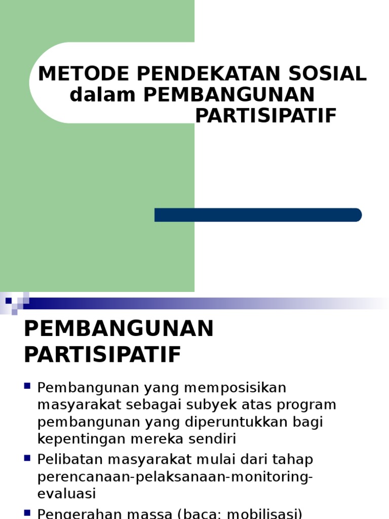 Metode Sosial dalam Pembangunan Partisipatif | PDF