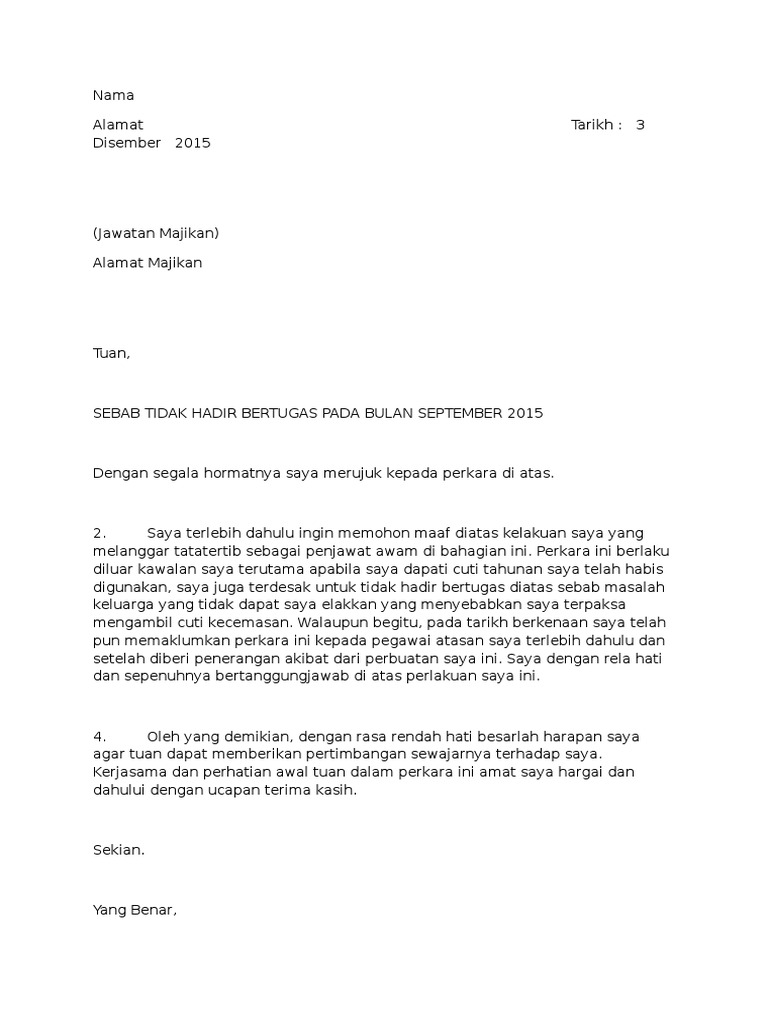 Contoh Surat Tunjuk Sebab | PDF