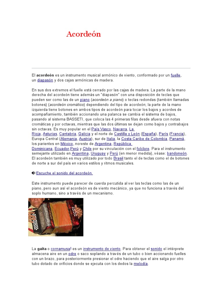 Características del Acordeón Musical | PDF | Acordeón | Instrumentos ...