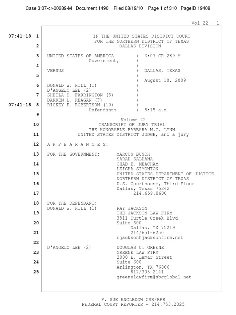 Transcript of Kathy Nealy Testimony Aug 10 2009 | Courtroom ...
