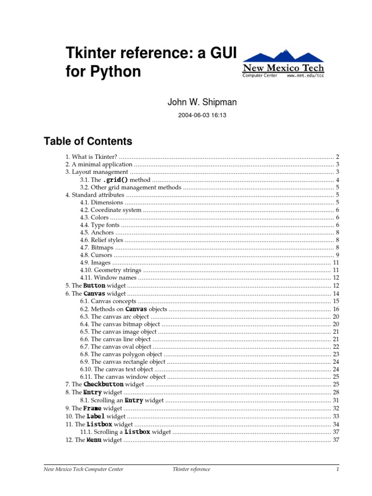 Tkinter Reference A Gui For Python Button Computing Typefaces