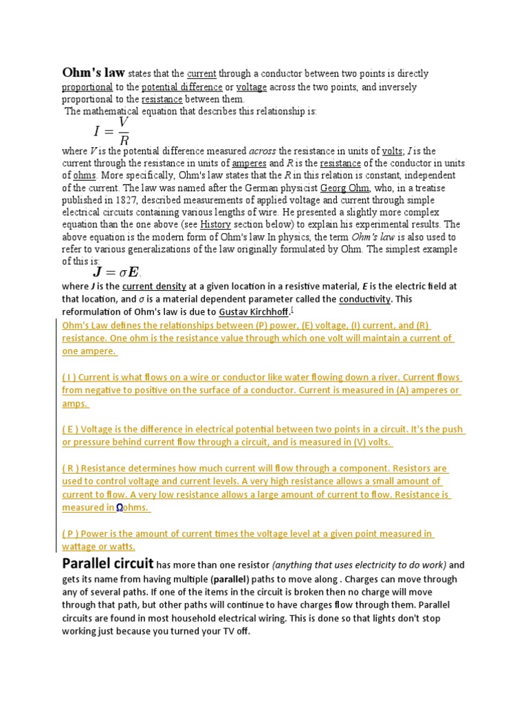 Ohm's Law: Parallel Circuit | PDF | Series And Parallel Circuits ...