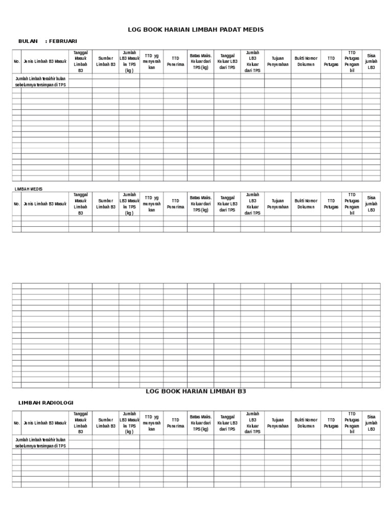 Log Book Harian Limbah b3 | PDF
