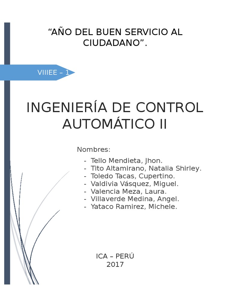 Control Automático II - Practica 1 | PDF | Naturaleza | Ingenieria Eléctrica