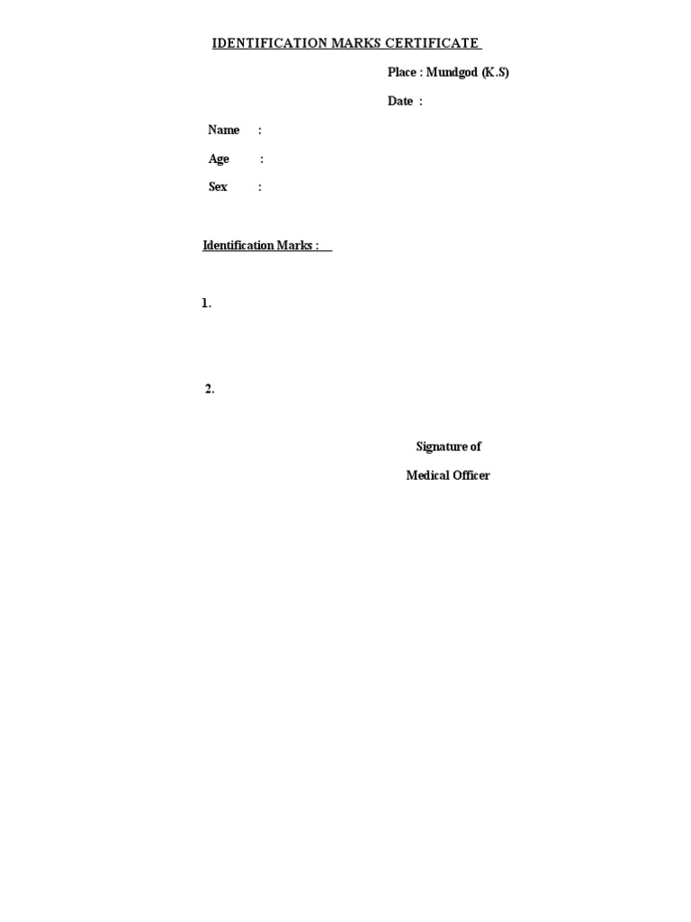 Identification Marks Certificate | PDF