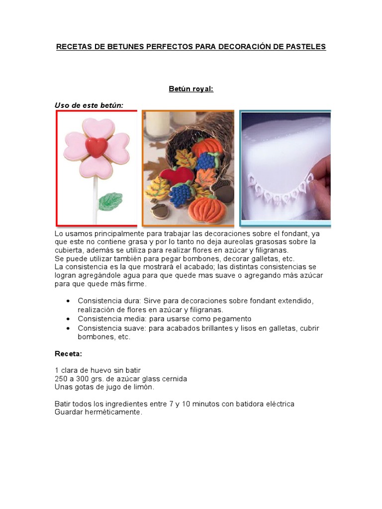 Recetas de Betunes Perfectos para Pasteles | PDF | Crema | Merengue