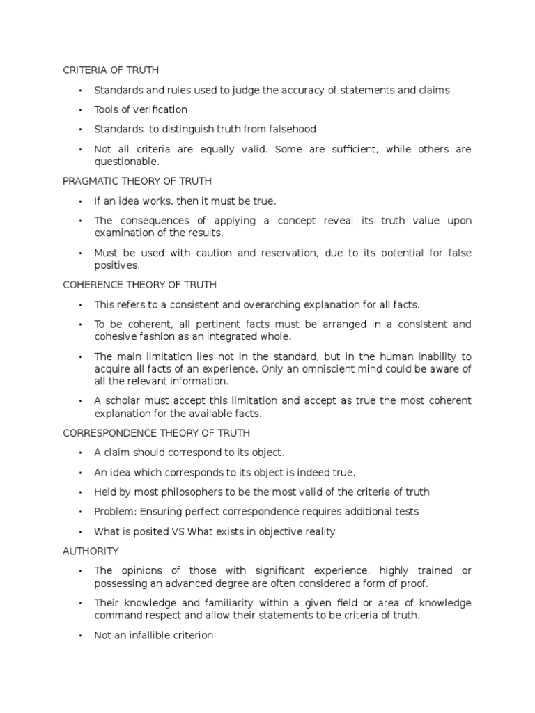 Criteria of Truth | PDF | Rationalism | Metaphilosophy
