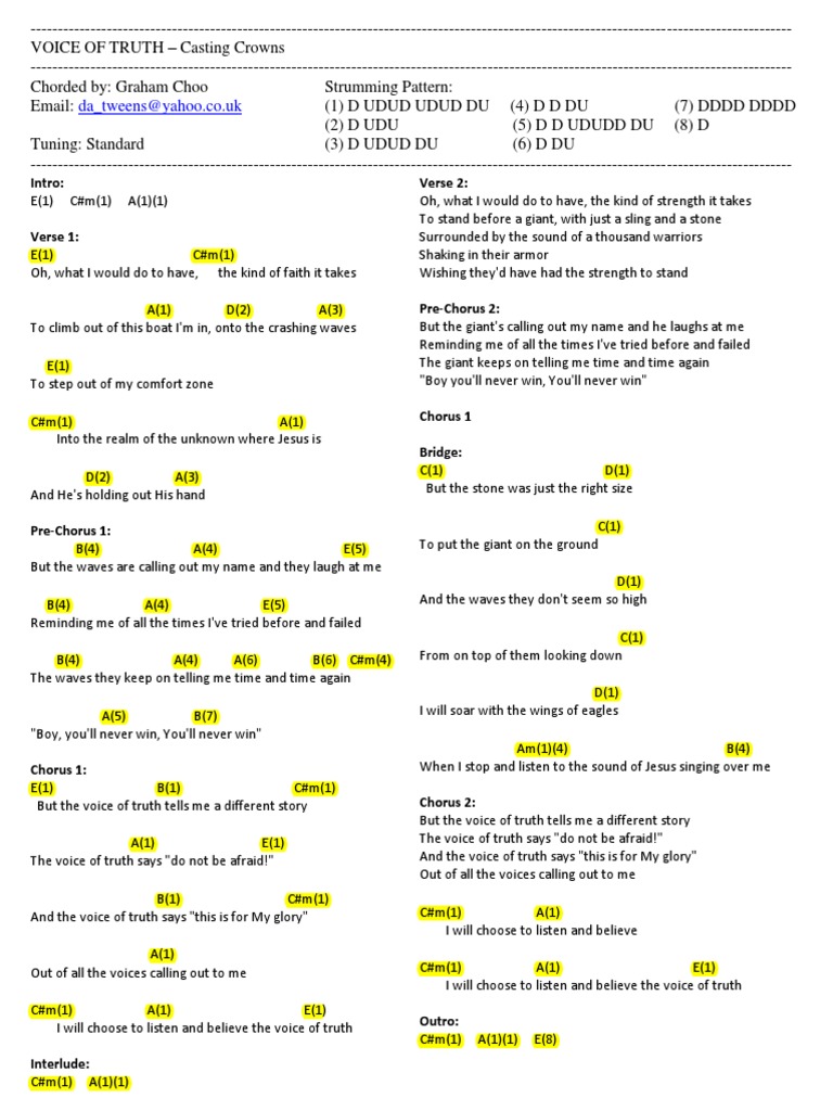 Voice of Truth Lyrics and Chords | Song Structure | Songs
