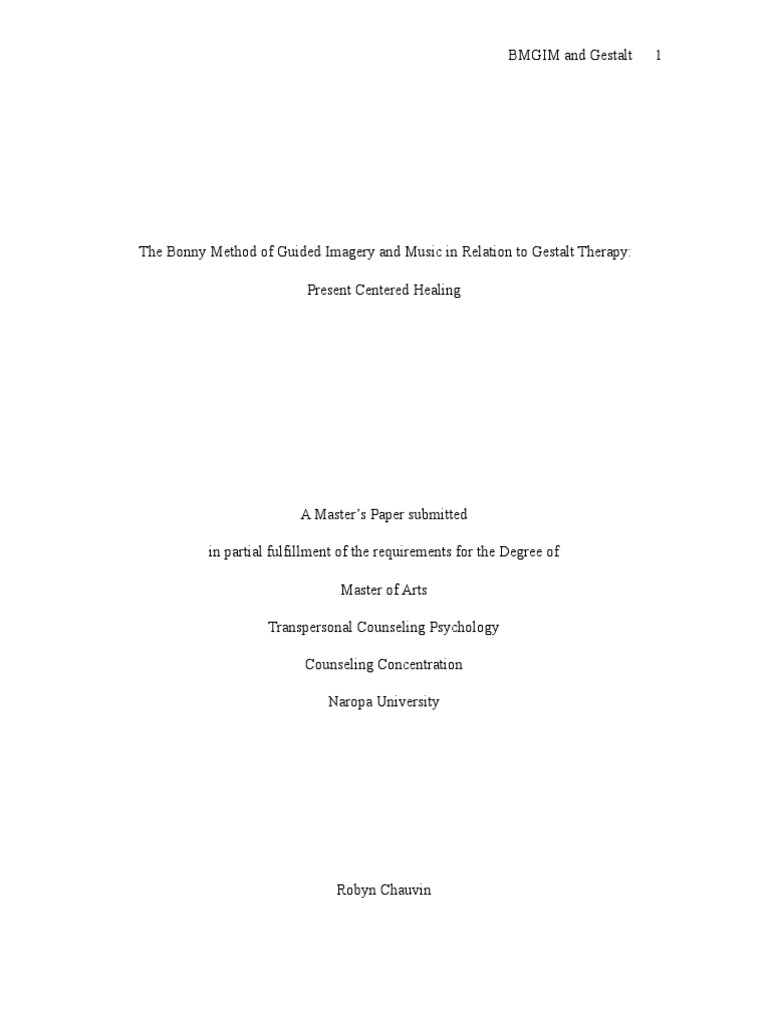 Guided Imagery and Music | PDF | Gestalt Therapy | Humanistic Psychology