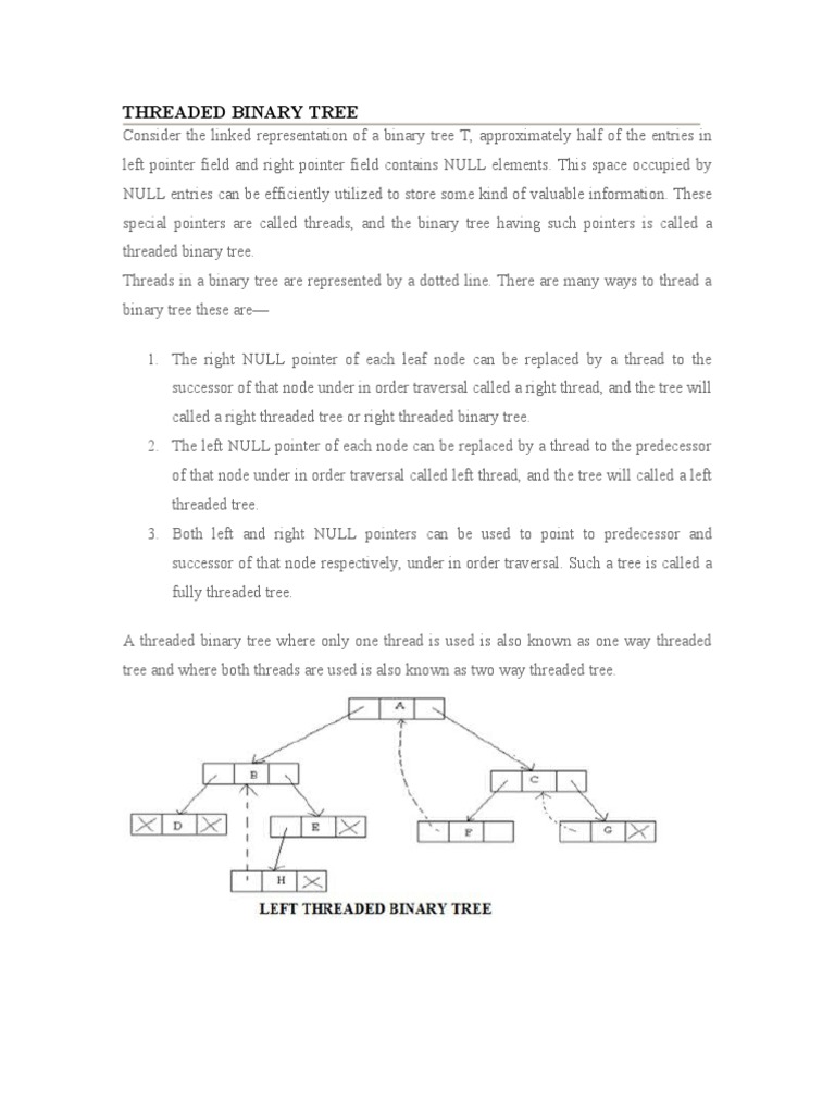Threaded Binary Tree Pdf Pdf Computer Data Theoretical Computer Science