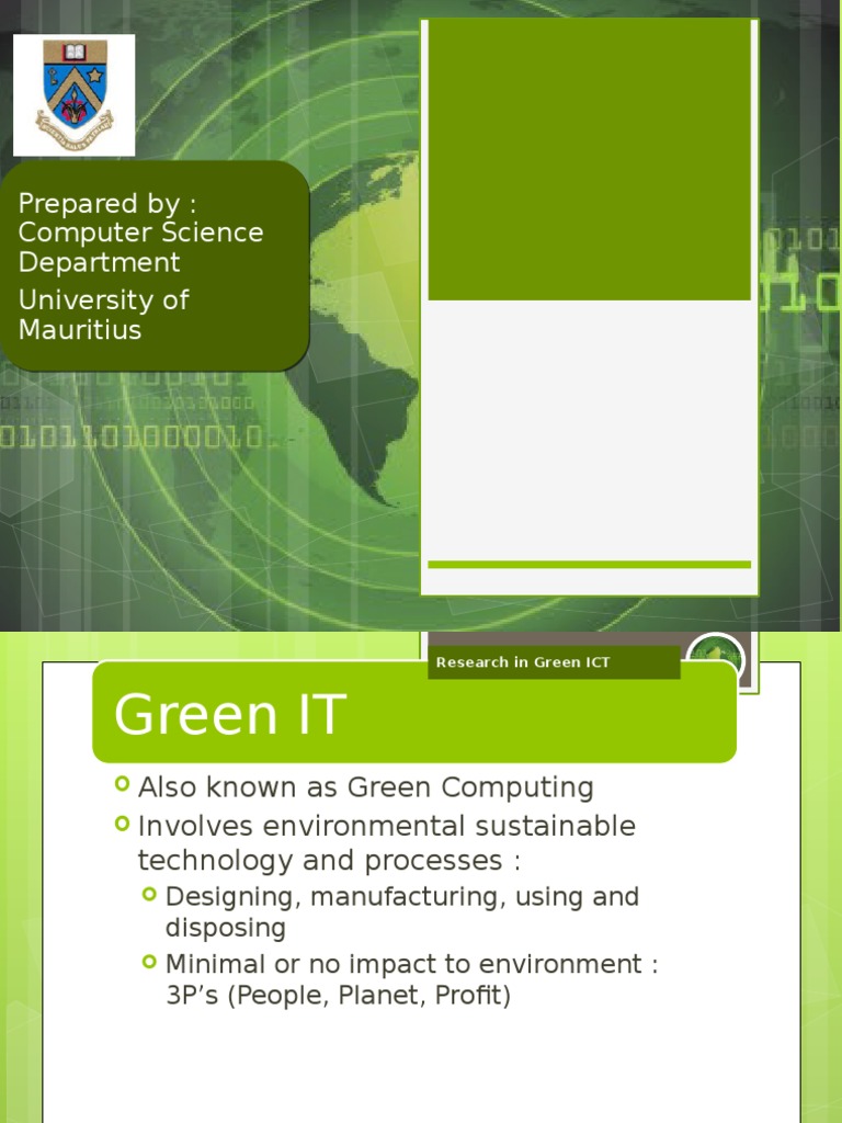 Uom Green ICT Presentation | PDF | Educational Technology | Virtualization