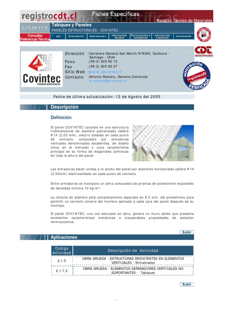 COVINTEC Paneles Estructurales | PDF | Transporte | Ingeniería de ...