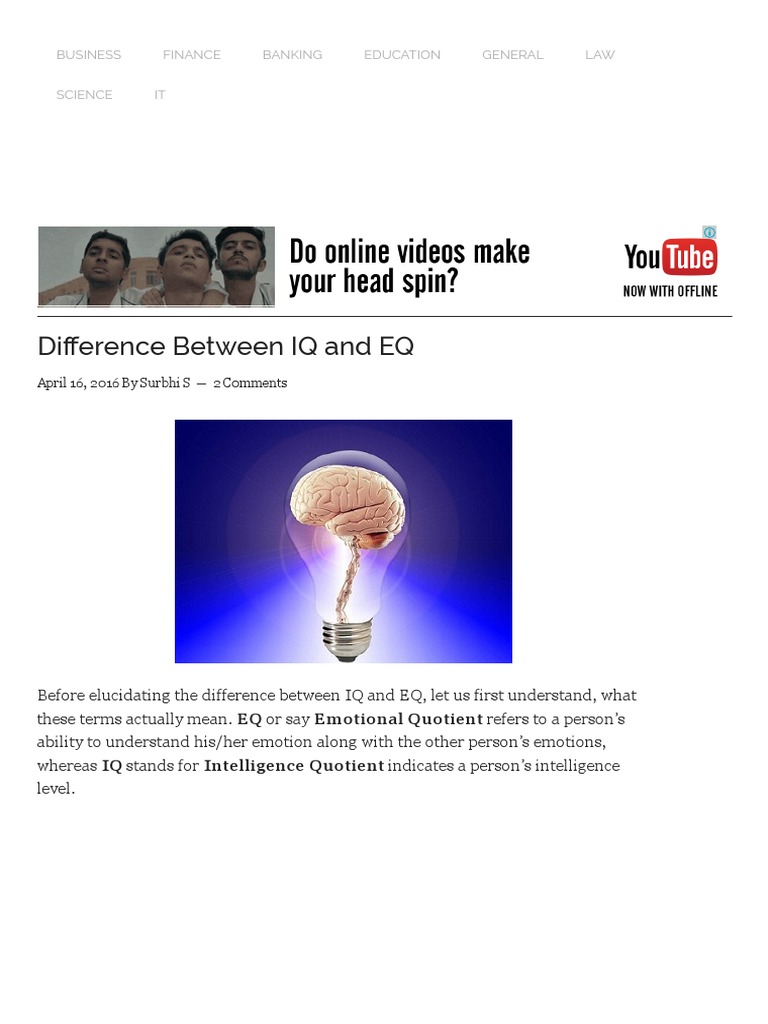 IQ and EQ Key Differences | Emotional Intelligence | Intelligence Quotient