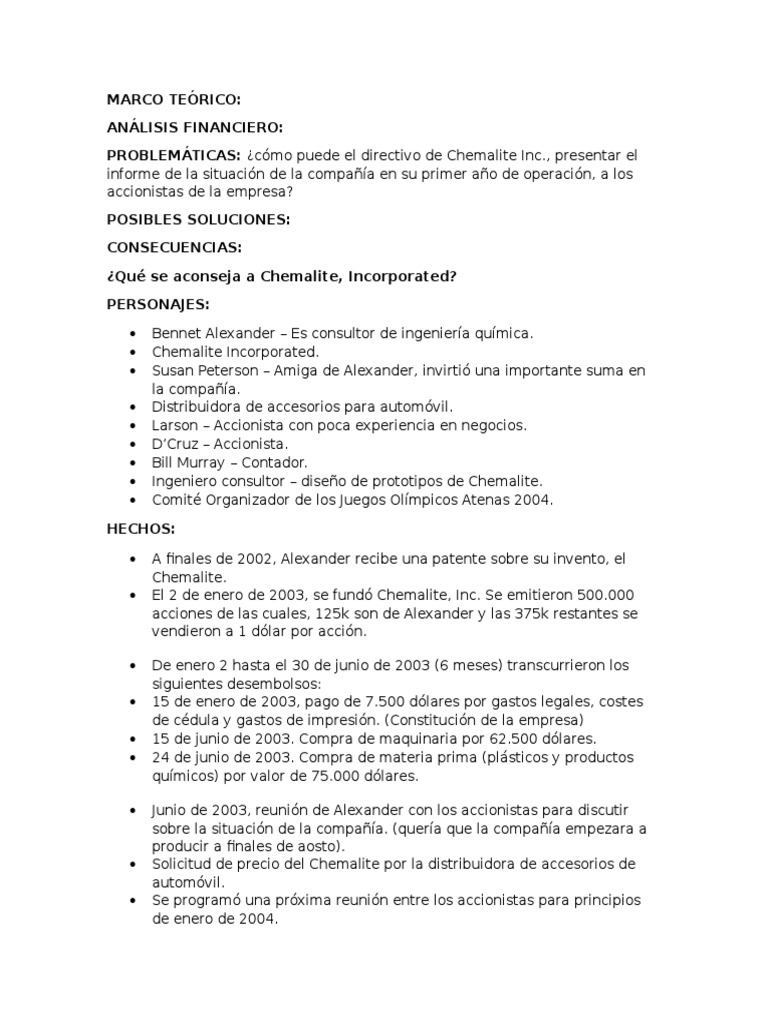 Chemalite Inc. | PDF | Economias | Business