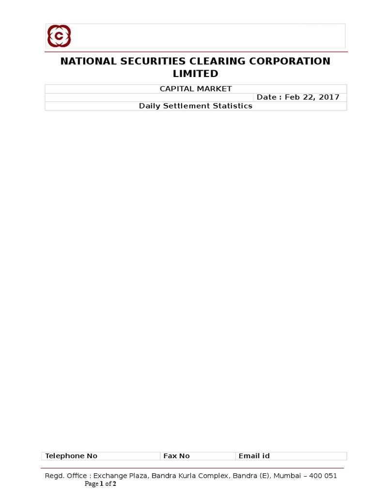 National Securities Clearing Corporation Limited: Capital Market Date ...