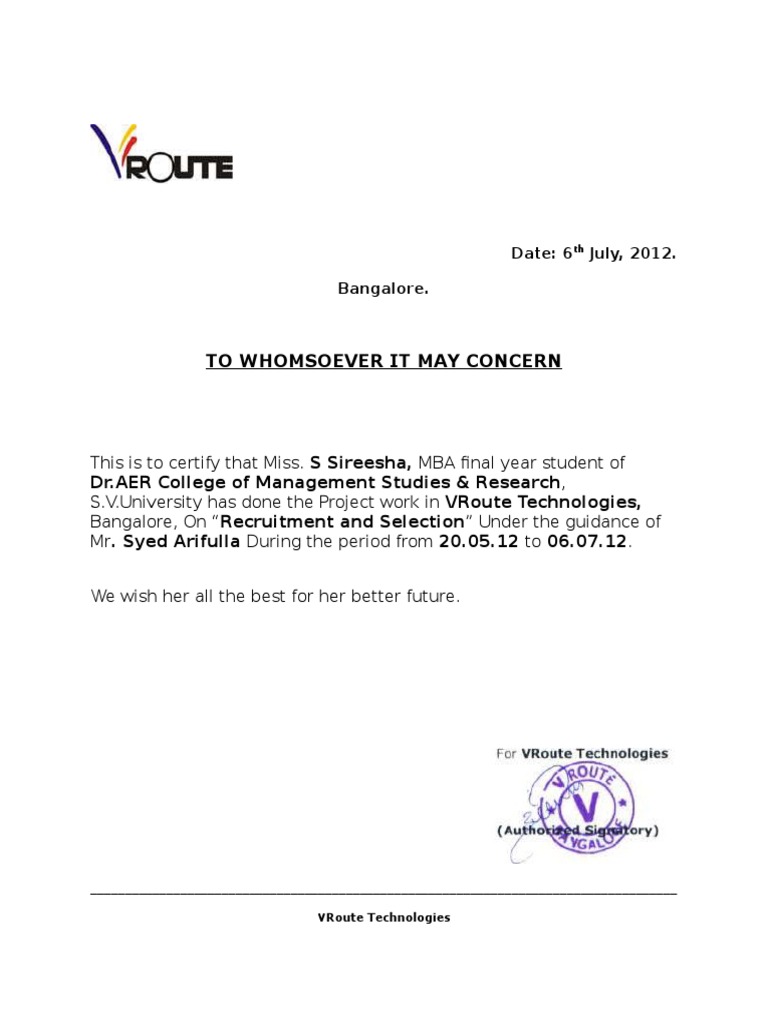 Project Completion Letter | PDF