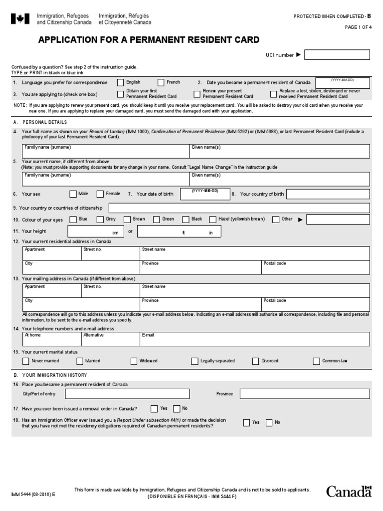 Imm5444e PDF | PDF | Permanent Residence (United States) | Address ...